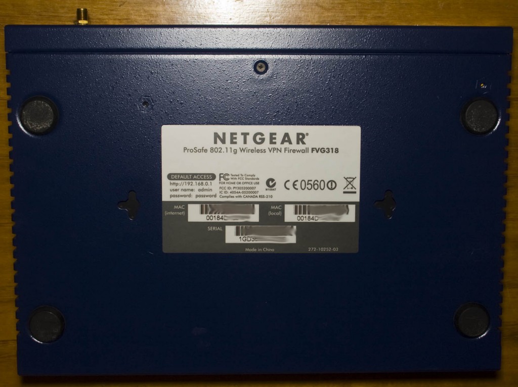 Inside the Netgear FVG318 ProSafe 802.11g Wireless VPN Firewall (2005 ...