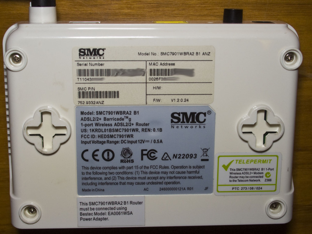 Inside the SMC Networks ADSL2/2+ Barricade G Wireless Modem/Router (MFG ...